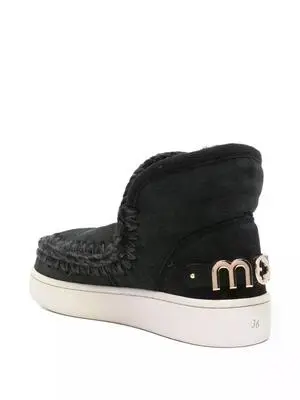 Mou Braided-trim Suede Boots - Black