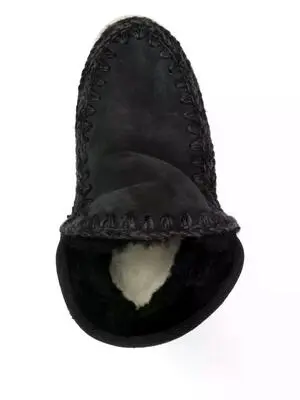 Mou Braided-trim Suede Boots - Black