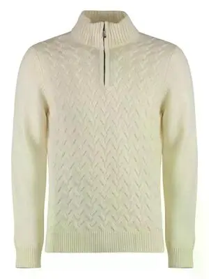 MOORER Cable-knit Half-zip Sweater - Neutrals