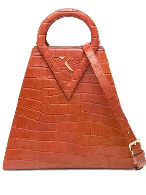 SAIID KOBEISY Embossed Croc Structured Tote Bag