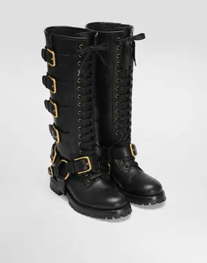 Dolce & Gabbana Smooth Leather Biker Boots
