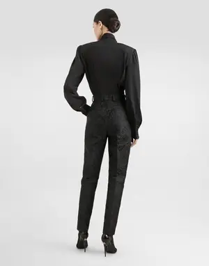 Dolce & Gabbana Peony-motif Brocade Cigarette Trousers