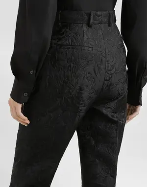 Dolce & Gabbana Peony-motif Brocade Cigarette Trousers