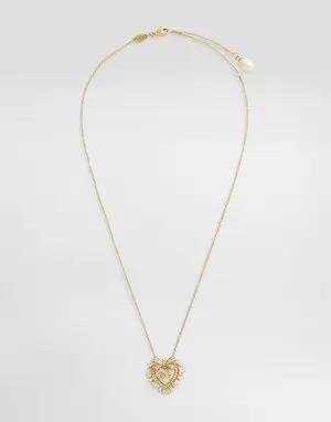 Dolce & Gabbana Devotion Necklace With Diamonds And Pearl - Gold