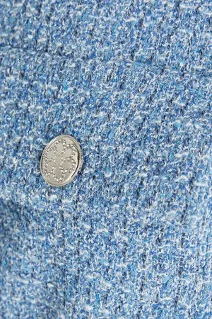 Maje Metallic Cotton-blend Tweed Jacket - Light Blue