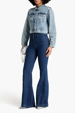 Maje Crystal-embellished Denim Trucker Jacket