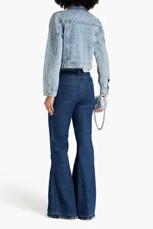 Maje Crystal-embellished Denim Trucker Jacket