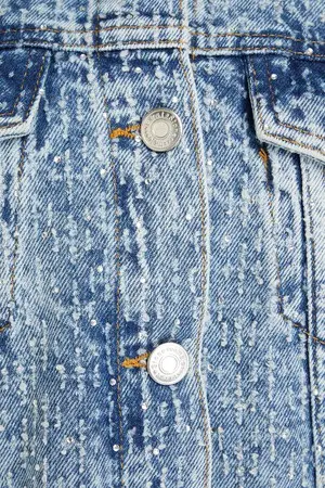 Maje Crystal-embellished Denim Trucker Jacket