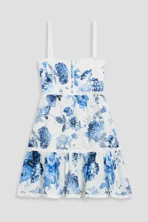 Alice + Olivia Fallon Floral-print Broderie Anglaise Mini Dress - White