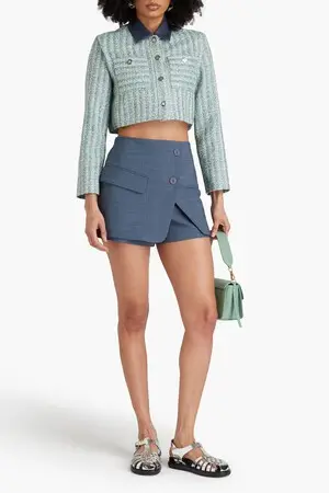 Maje Cropped Metallic Tweed Jacket