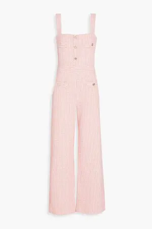 Maje Embellished Metallic Cotton-blend Tweed Jumpsuit - Baby Pink