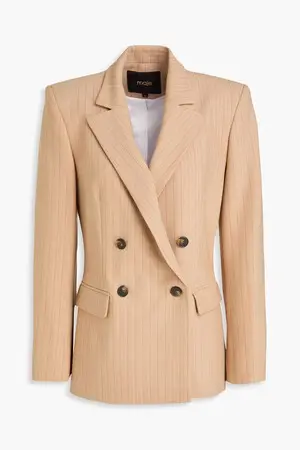 Maje Double-breasted Pinstriped Wool-blend Twill Blazer