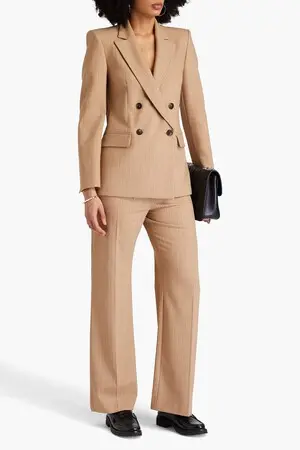 Maje Double-breasted Pinstriped Wool-blend Twill Blazer