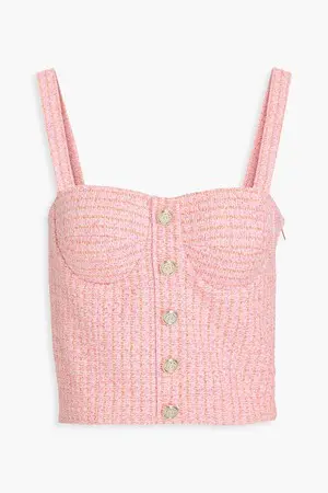 Maje Metallic Tweed Bustier Top