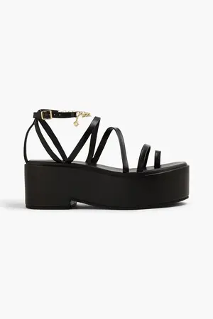 Maje Chain-embellished Leather Platform Sandals - Black