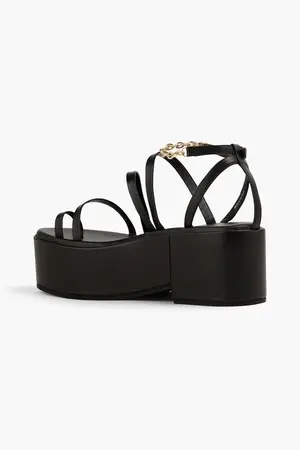 Maje Chain-embellished Leather Platform Sandals - Black