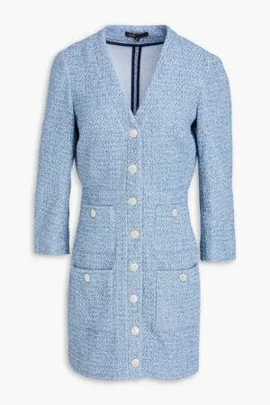 Maje Metallic Cotton-blend Bouclé-tweed Mini Dress