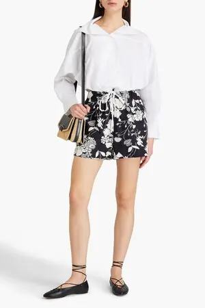 Maje Floral-print Cotton Shorts