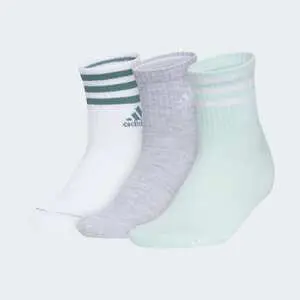 Adidas Cushioned 3-stripes High Quarter Socks 3 Pairs - White / Powder Teal / Halo Mint
