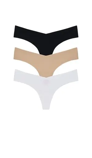 Commando 3 Pack Classic Thong - Black  White & Beige