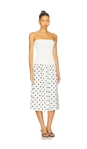 WeWoreWhat Ribbed Cotton Midi Dress - White Multi