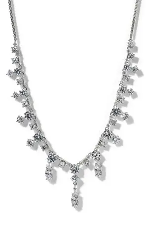 Nadri Everleigh Cubic Zirconia Frontal Necklace - Rhodium