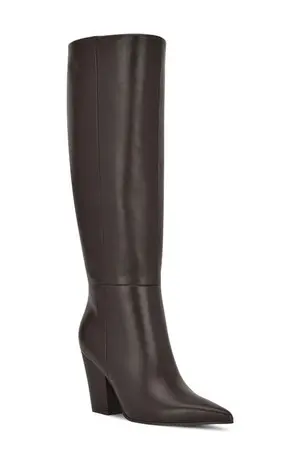 Nine West Adera Pointed Toe Knee High Boots - Dark Brown