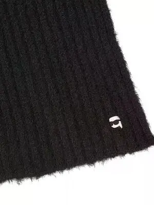 Karl Lagerfeld Ribbed Ikon-detail Scarf - Black