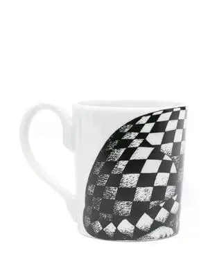 FORNASETTI High Fidelity Quadrettato Mug - White