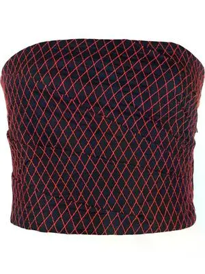 Tory Burch Diamond-stitch Wrapped Bandeau Top - Blue