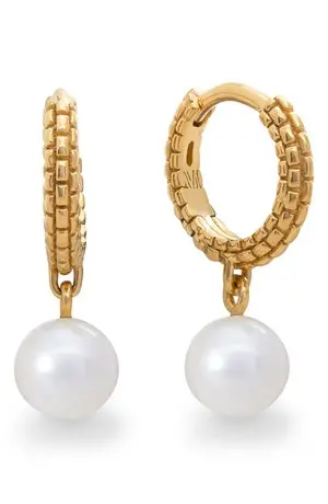 Monica Vinader Heirloom Pearl Huggie Hoop Earrings - 18ct Gold Vermeil/pearl