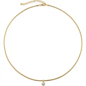 Monica Vinader Solitaire Lab Grown Diamond Pendant Snake Chain Necklace - 18ct Gold Vermeil/lab Diamond