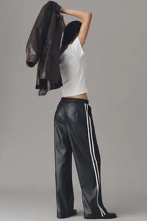 BISHOP + YOUNG Faux Leather Wide-leg Track Pants