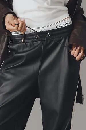 BISHOP + YOUNG Faux Leather Wide-leg Track Pants