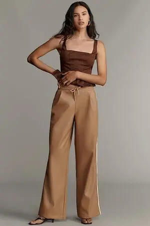 BISHOP + YOUNG Faux Leather Wide-leg Track Pants
