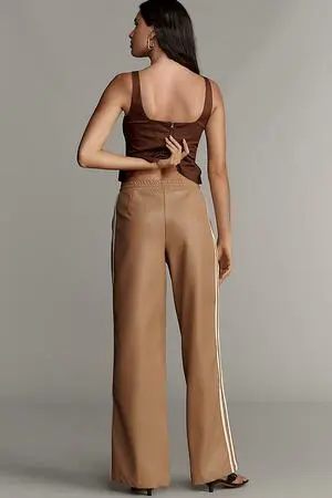 BISHOP + YOUNG Faux Leather Wide-leg Track Pants