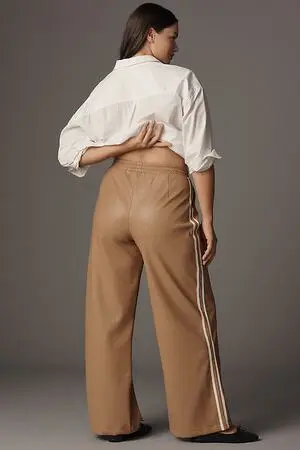 BISHOP + YOUNG Faux Leather Wide-leg Track Pants