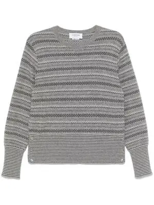 Thom Browne Fairisle Jacquard Cashmere Sweater - Grey