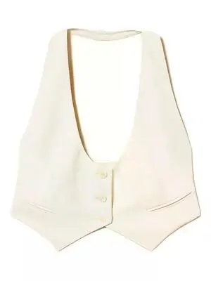 TWINSET Halter-neck Button Waistcoat - White