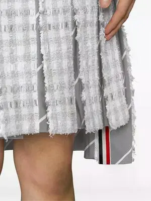 Thom Browne Gingham-check Pleated Tweed Skirt
