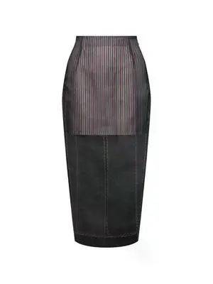 Thom Browne Striped Organza Pencil Skirt - Black