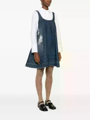 Simone Rocha Distressed Denim Mini Dress - Blue