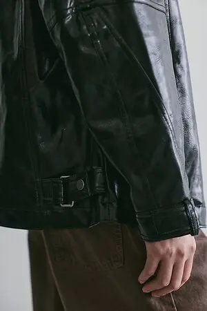 Free People We The Free Sloane Vegan Leather Jacket - Black