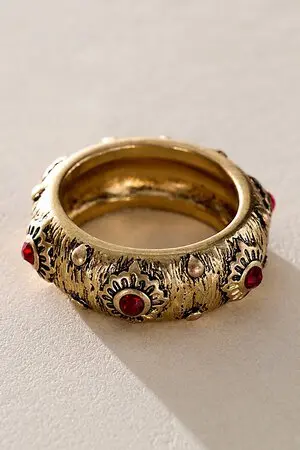 Free People Radar Studded Ring Burgundy/gold