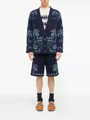 Alanui Palm-tree Paisley Cardigan - 4642-midnight-denim