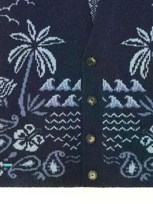 Alanui Palm-tree Paisley Cardigan - 4642-midnight-denim
