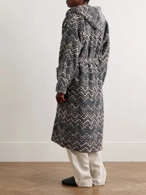 Missoni Striped Cotton-terry Jacquard Hooded Robe - Brown