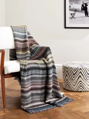 Missoni Blur Fringed Jacquard-knit Wool-blend Throw