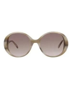 Alexander McQueen Round Frame Acetate Sunglasses - Ivory Ivory Brown (am0285s/30009390/004)