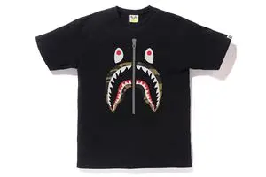 BAPE Reflector 1st Camo Shark Tee Shirt - Black/yellow